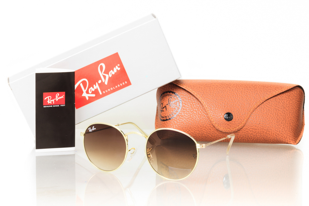Солнцезащитные очки Ray-ban круглые 3447d-brown купить в интернет ...